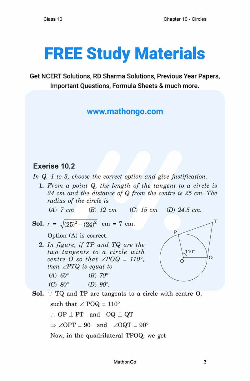 NCERT Solutions for Class 10 Maths Chapter 10 Exercise 10.2 – MathonGo