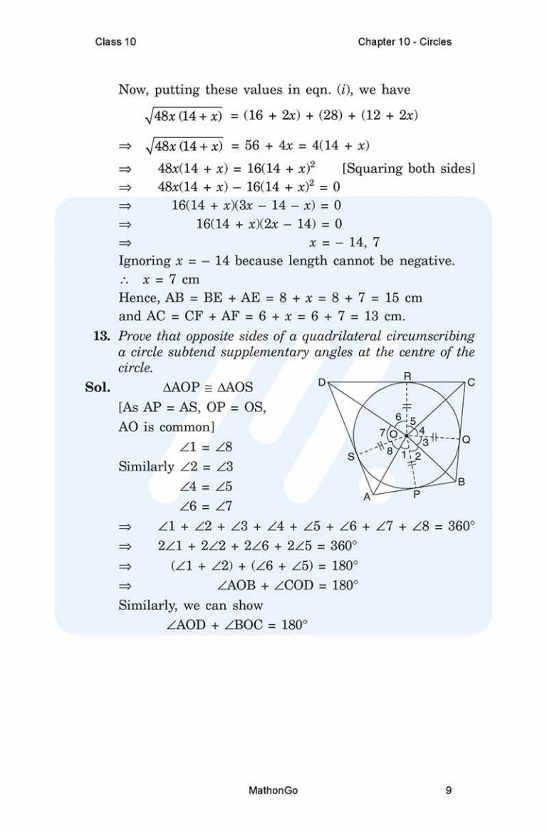 NCERT Solutions for Class 10 Maths Chapter 10 – Circles – MathonGo