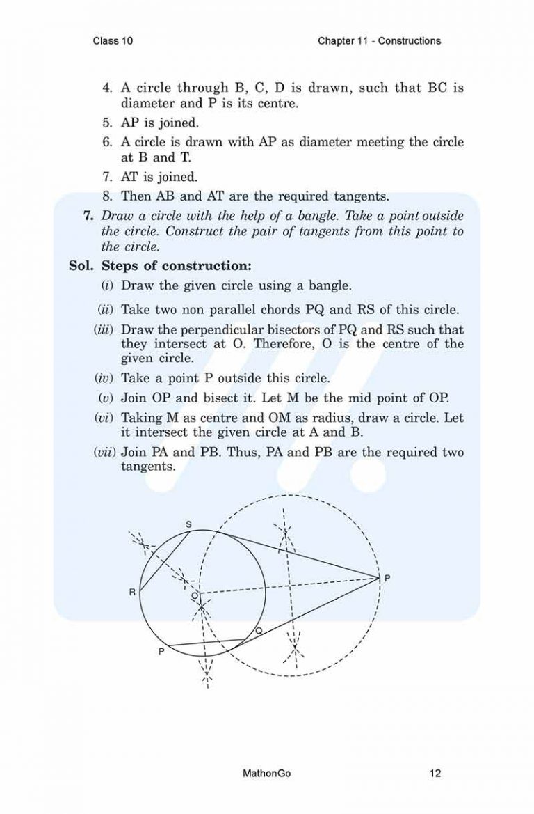 NCERT Solutions for Class 10 Maths Chapter 11 – Constructions – MathonGo