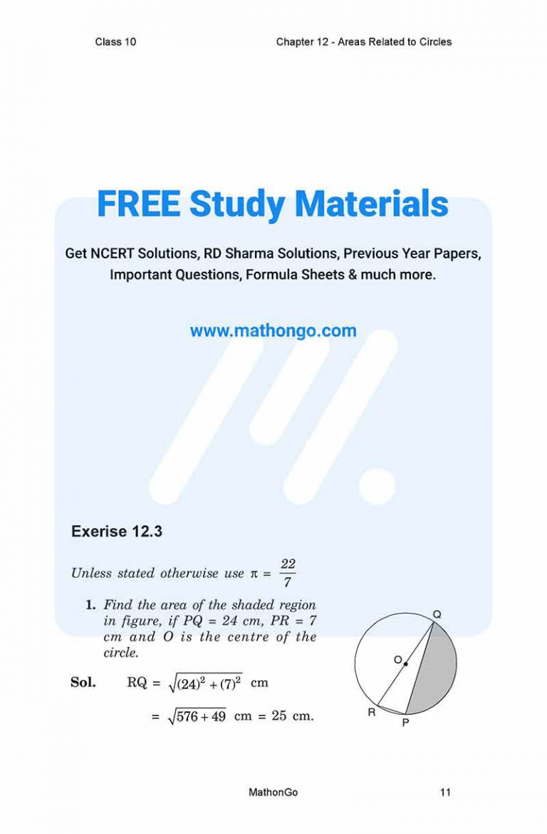 NCERT Solutions for Class 10 Maths Chapter 12 – Areas Related to ...