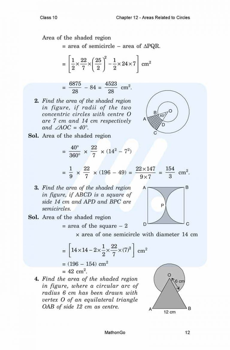 NCERT Solutions for Class 10 Maths Chapter 12 – Areas Related to ...
