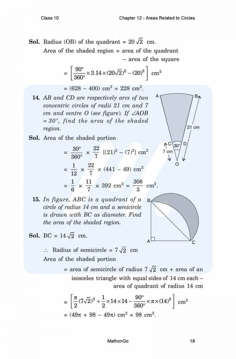 NCERT Solutions for Class 10 Maths Chapter 12 – Areas Related to ...