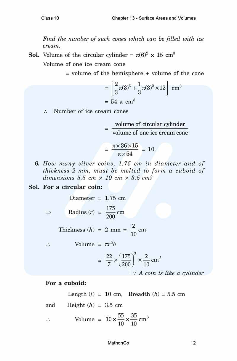 NCERT Solutions for Class 10 Maths Chapter 13 – Surface Areas and ...