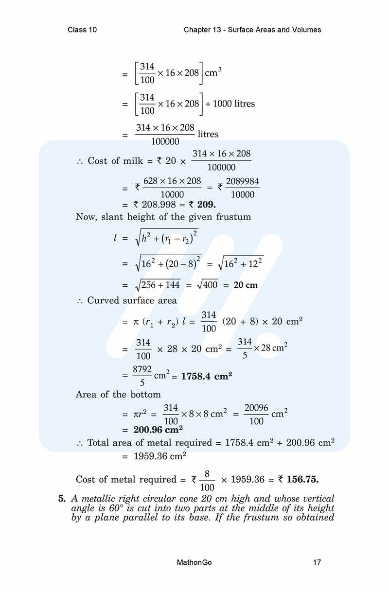 NCERT Solutions for Class 10 Maths Chapter 13 – Surface Areas and ...