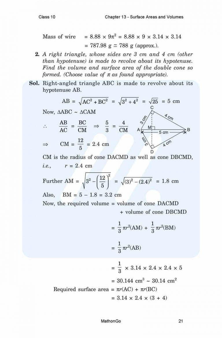 NCERT Solutions for Class 10 Maths Chapter 13 – Surface Areas and ...