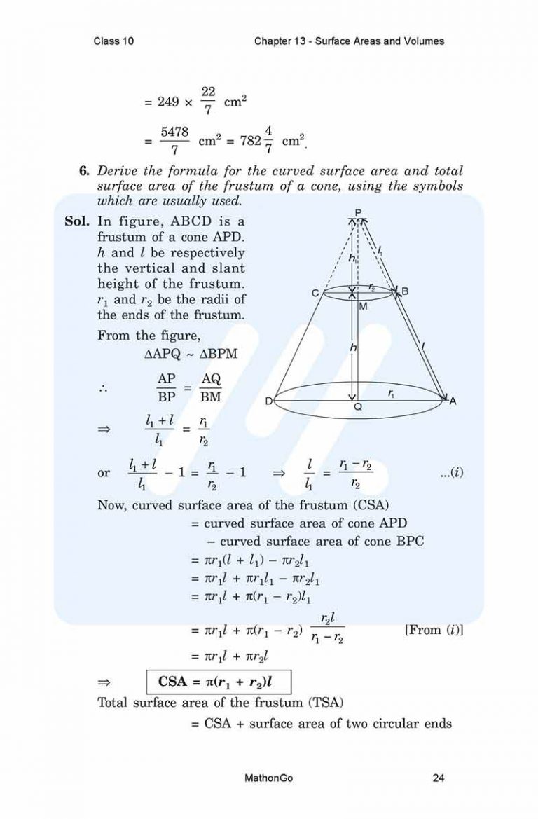NCERT Solutions for Class 10 Maths Chapter 13 – Surface Areas and ...