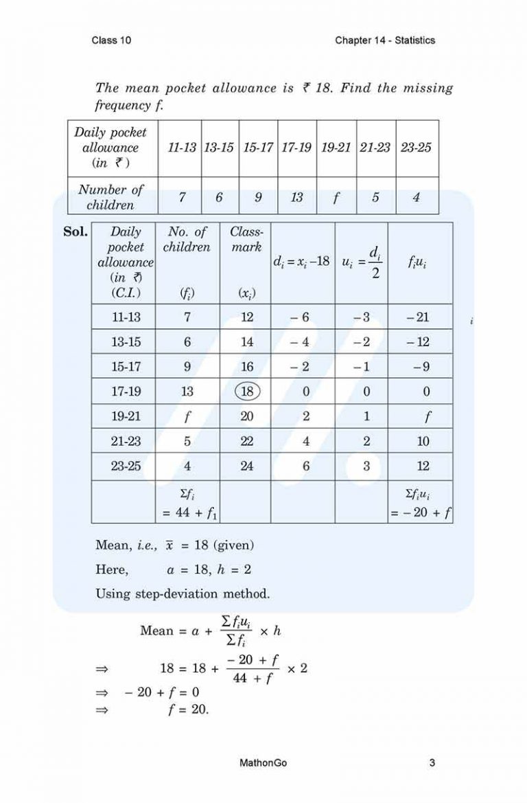 NCERT Solutions for Class 10 Maths Chapter 14 – Statistics – MathonGo