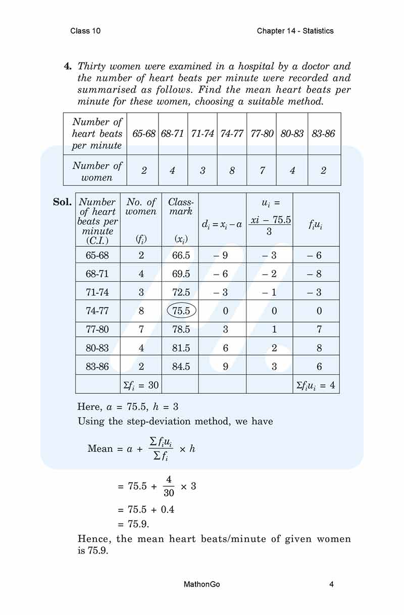 NCERT Solutions for Class 10 Maths Chapter 14 – Statistics – MathonGo