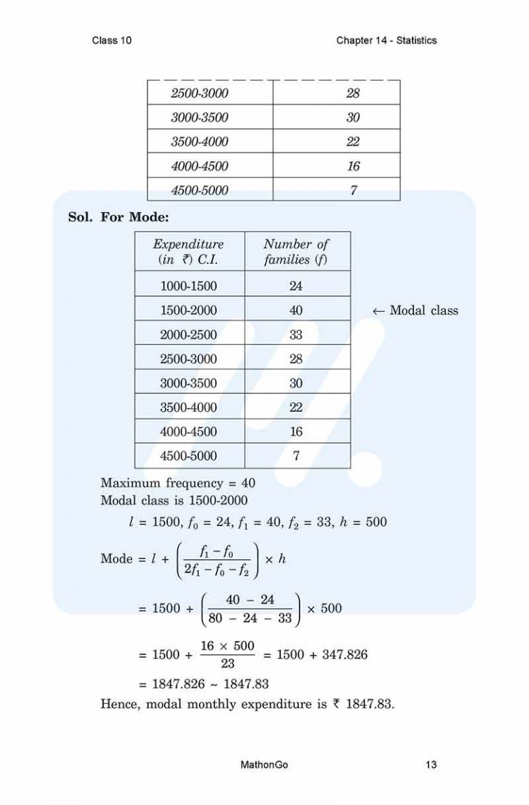 NCERT Solutions for Class 10 Maths Chapter 14 – Statistics – MathonGo
