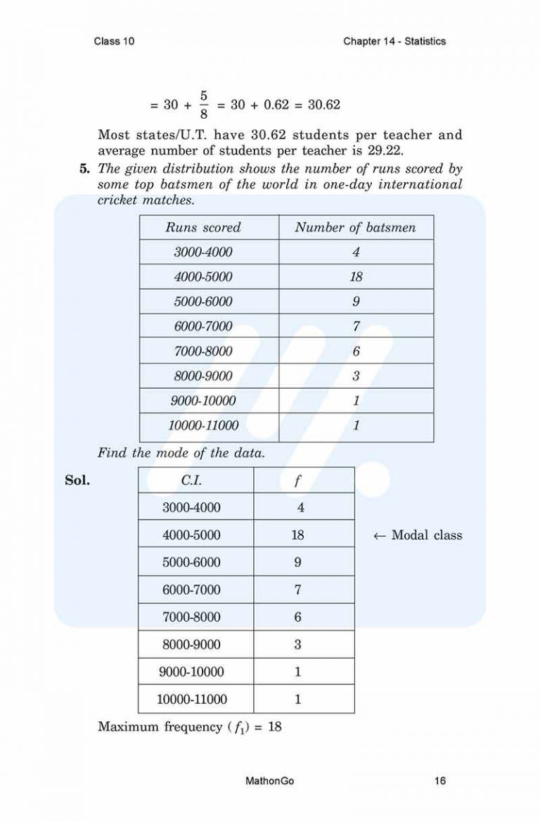 NCERT Solutions for Class 10 Maths Chapter 14 – Statistics – MathonGo