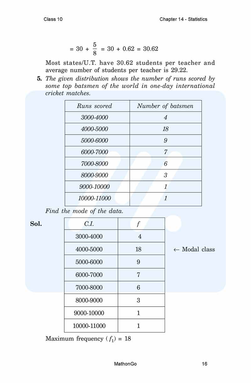 NCERT Solutions for Class 10 Maths Chapter 14 – Statistics – MathonGo
