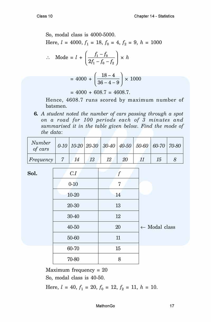 NCERT Solutions for Class 10 Maths Chapter 14 – Statistics – MathonGo