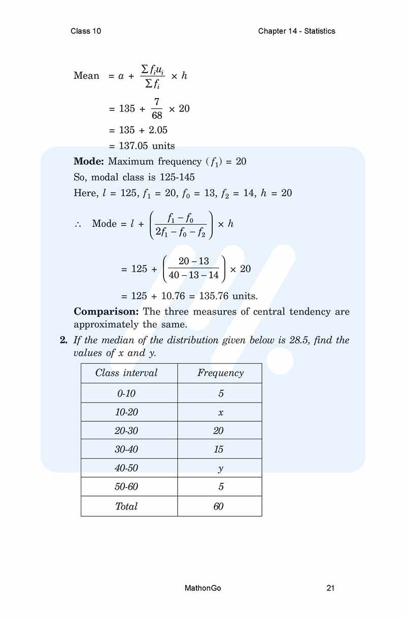 NCERT Solutions for Class 10 Maths Chapter 14 – Statistics – MathonGo