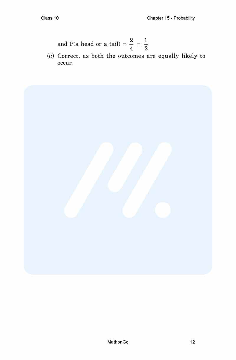 NCERT Solutions for Class 10 Maths Chapter 15 – Probability – MathonGo