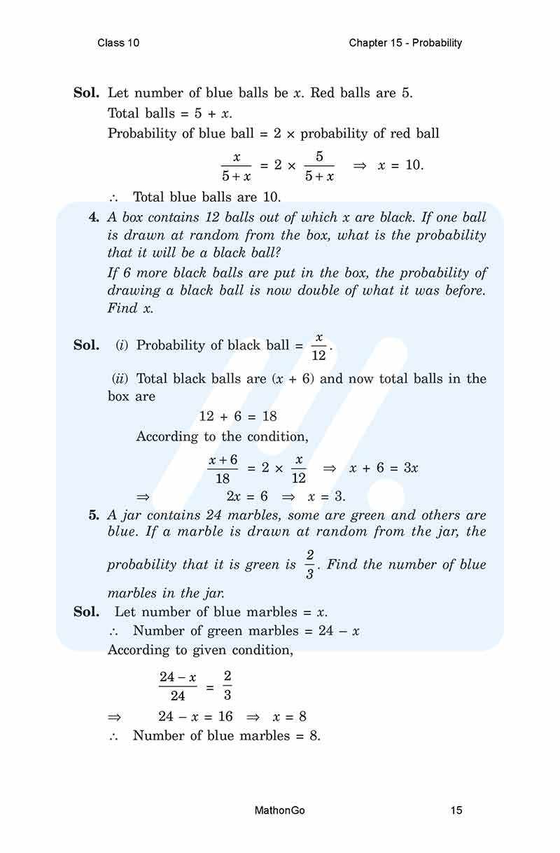 NCERT Solutions for Class 10 Maths Chapter 15 – Probability – MathonGo