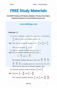 NCERT Solutions for Class 9 Maths Chapter 1 Exercise 1.1 – MathonGo