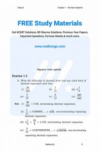 NCERT Solutions for Class 9 Maths Chapter 1 Exercise 1.3 – MathonGo