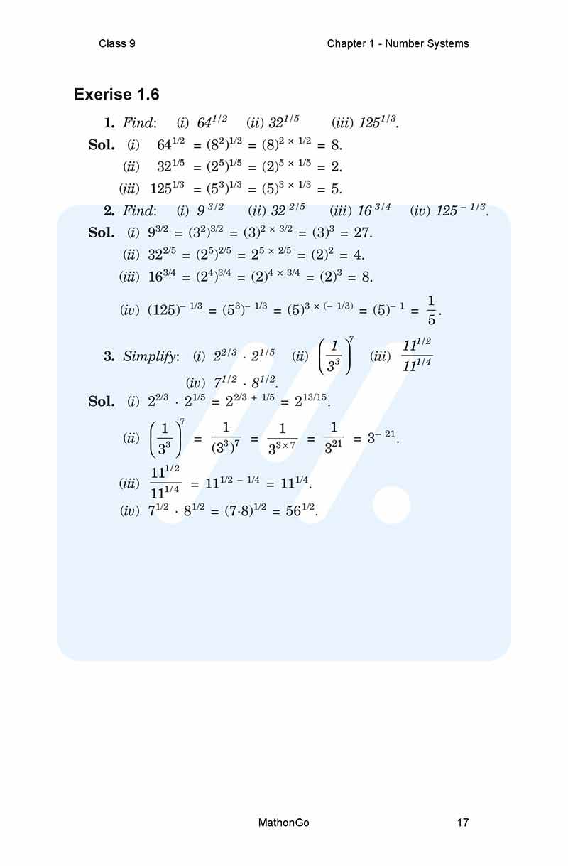 NCERT Solutions for Class 9 Maths Chapter 1 Exercise 1.6 – MathonGo