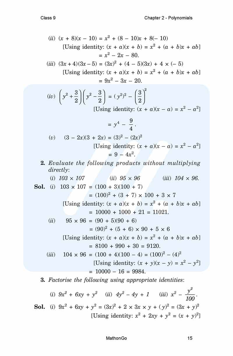NCERT Solutions for Class 9 Maths Chapter 2 – Polynomials – MathonGo