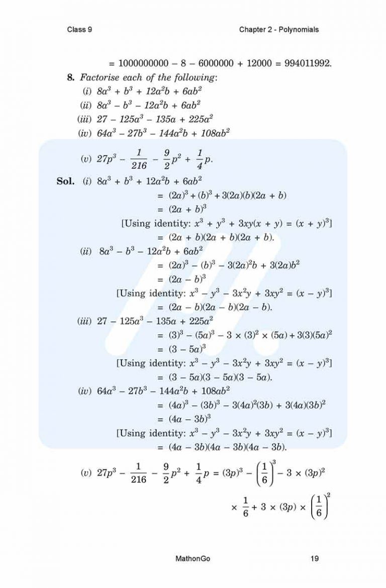 NCERT Solutions for Class 9 Maths Chapter 2 – Polynomials – MathonGo