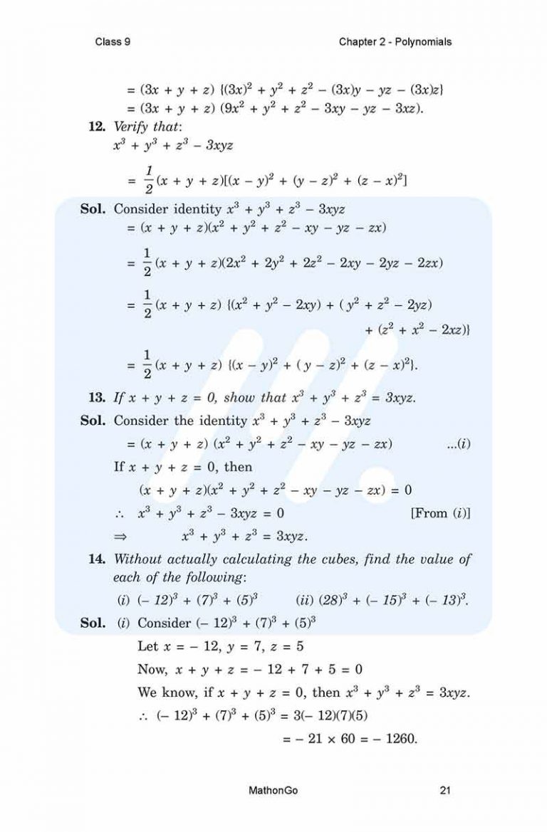 NCERT Solutions for Class 9 Maths Chapter 2 – Polynomials – MathonGo