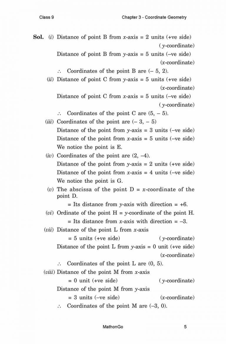 NCERT Solutions for Class 9 Maths Chapter 3 – Coordinate Geometry – MathonGo