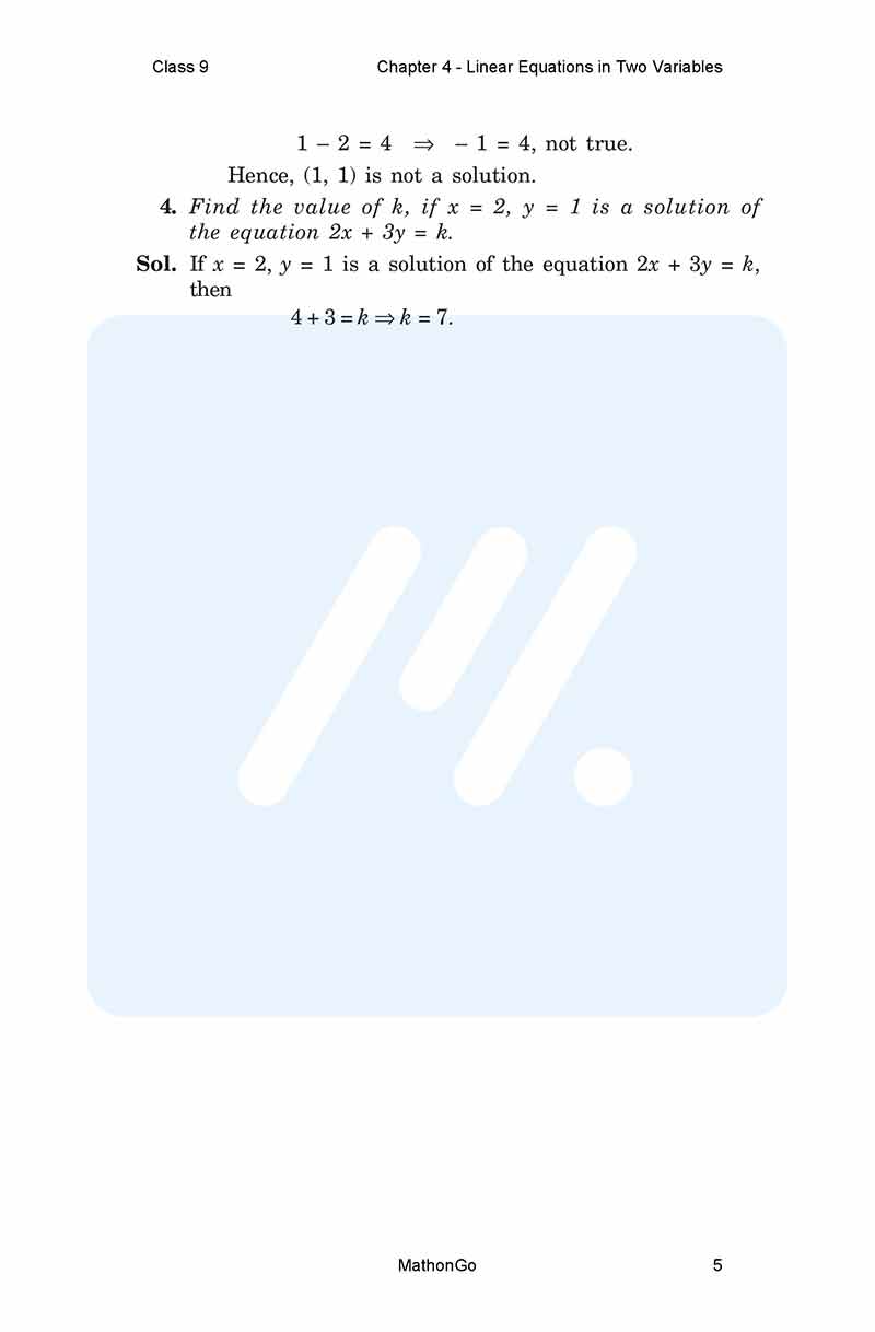 NCERT Solutions for Class 9 Maths Chapter 4 – Linear Equations in Two ...
