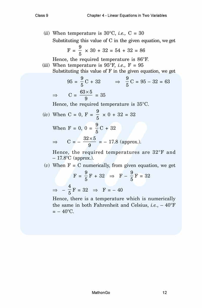 NCERT Solutions for Class 9 Maths Chapter 4 – Linear Equations in Two Variables – MathonGo