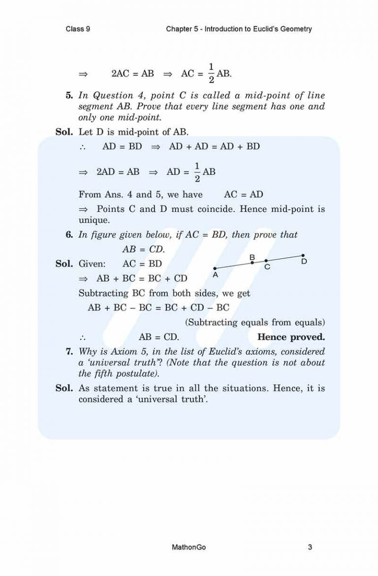 NCERT Solutions for Class 9 Maths Chapter 5 Exercise 5.1 – MathonGo