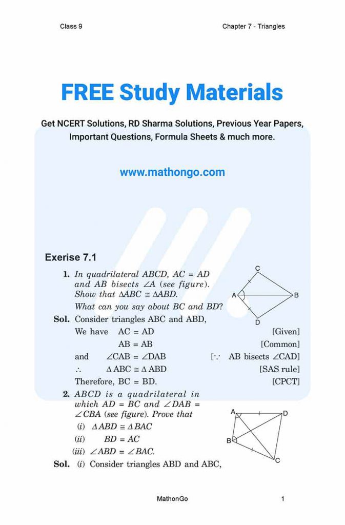 NCERT Solutions For Class 9 Maths Chapter 7 Exercise 7 1 MathonGo NCERT Solutions For Class 9 Maths Chapter 7 Exercise 7 1 MathonGo