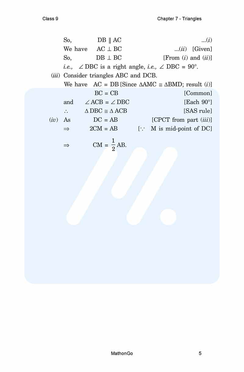 NCERT Solutions for Class 9 Maths Chapter 7 – Triangles – MathonGo