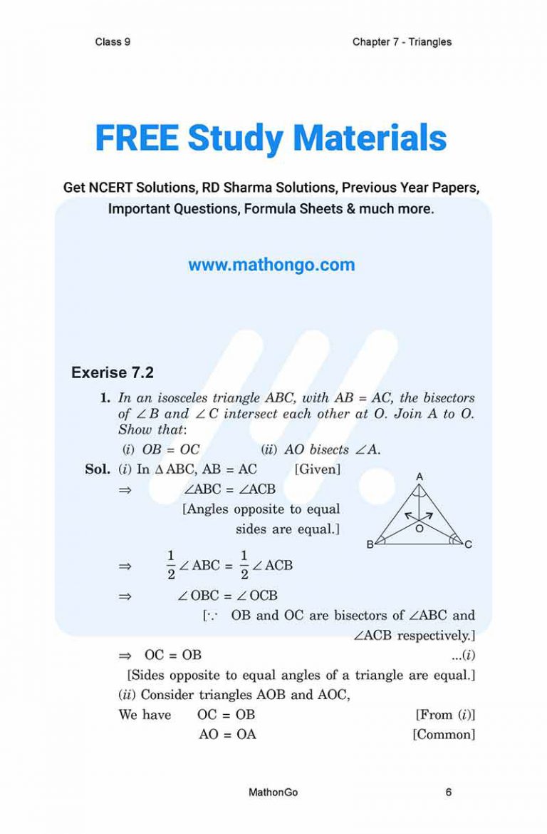 NCERT Solutions for Class 9 Maths Chapter 7 Exercise 7.2 – MathonGo