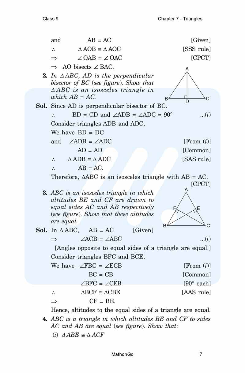 NCERT Solutions for Class 9 Maths Chapter 7 – Triangles – MathonGo