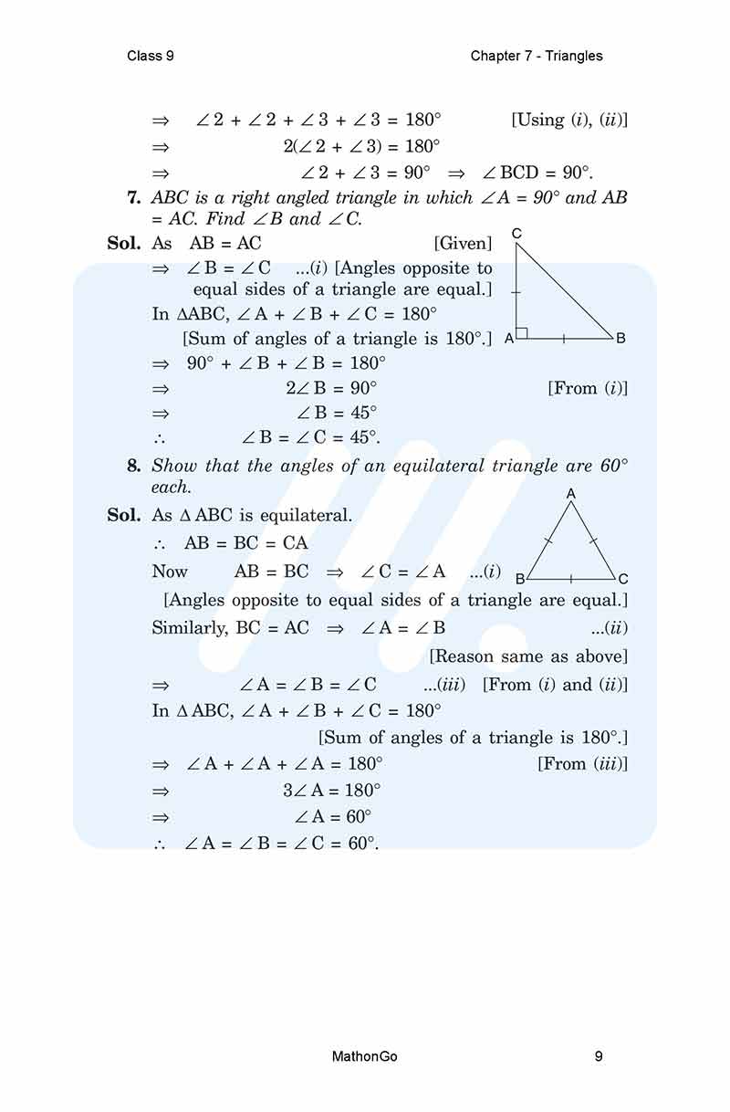 NCERT Solutions for Class 9 Maths Chapter 7 – Triangles – MathonGo