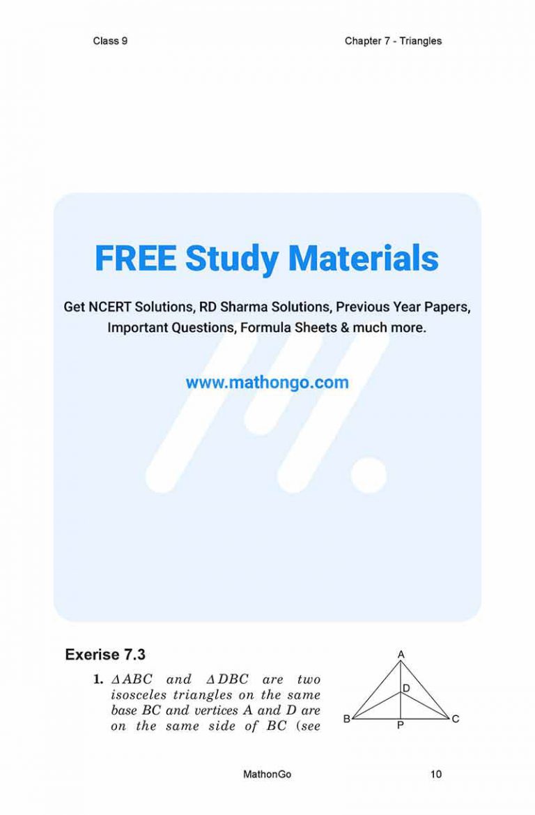 NCERT Solutions for Class 9 Maths Chapter 7 Exercise 7.3 – MathonGo