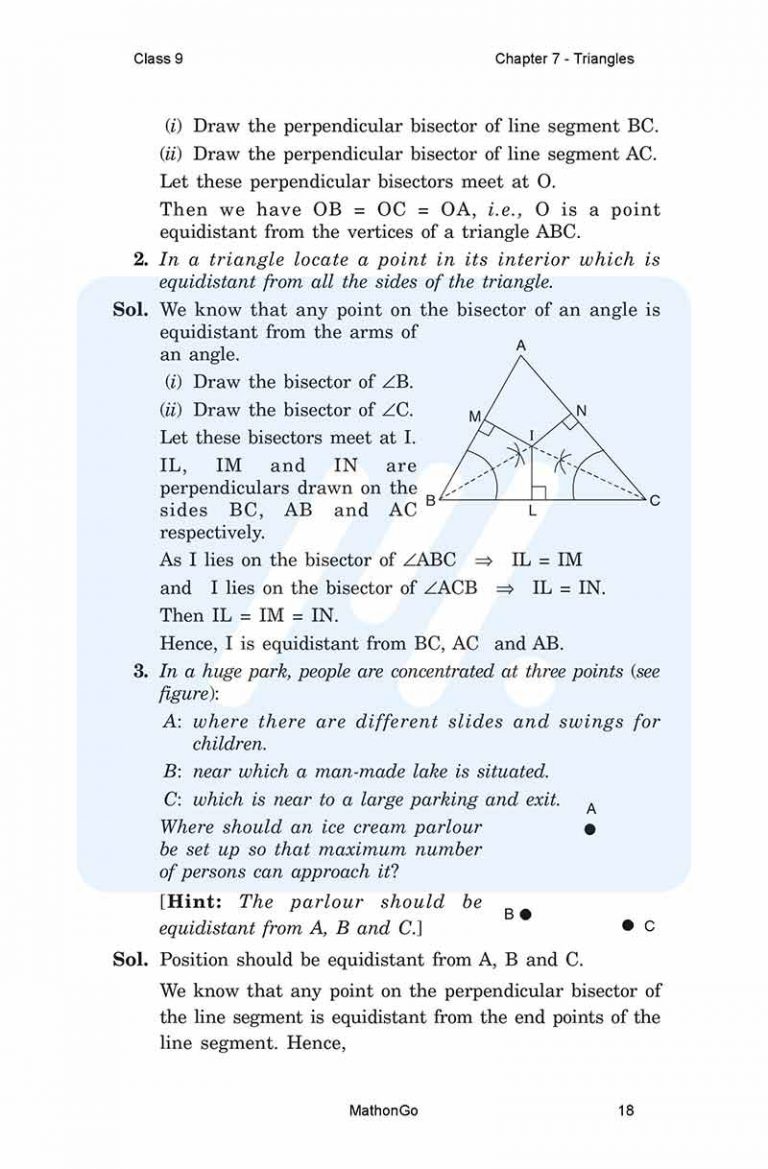 NCERT Solutions for Class 9 Maths Chapter 7 – Triangles – MathonGo