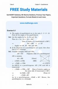 NCERT Solutions for Class 9 Maths Chapter 8 – Quadrilaterals – MathonGo