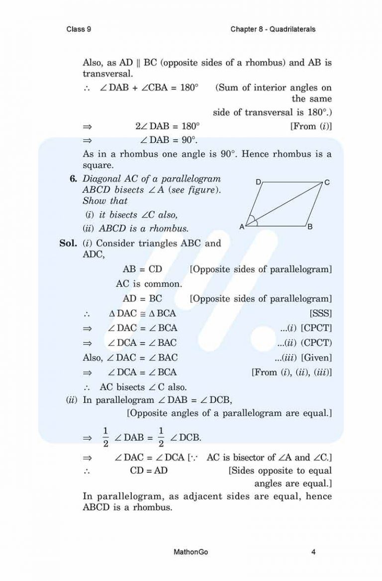 NCERT Solutions for Class 9 Maths Chapter 8 Exercise 8.1 – MathonGo