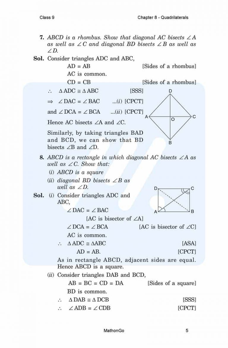 NCERT Solutions for Class 9 Maths Chapter 8 Exercise 8.1 – MathonGo