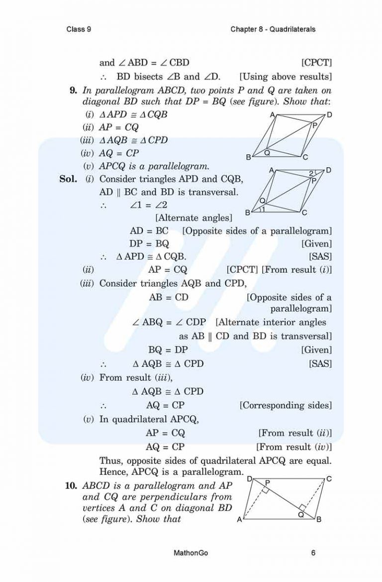 NCERT Solutions for Class 9 Maths Chapter 8 Exercise 8.1 – MathonGo