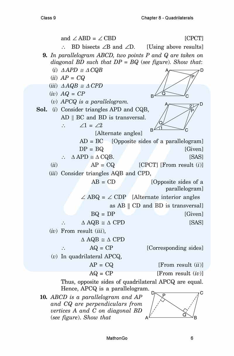 NCERT Solutions for Class 9 Maths Chapter 8 – Quadrilaterals – MathonGo