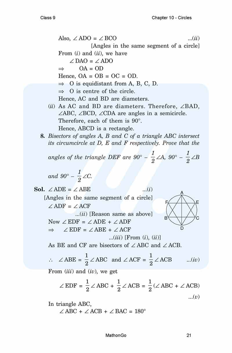 NCERT Solutions for Class 9 Maths Chapter 10 – Circles – MathonGo