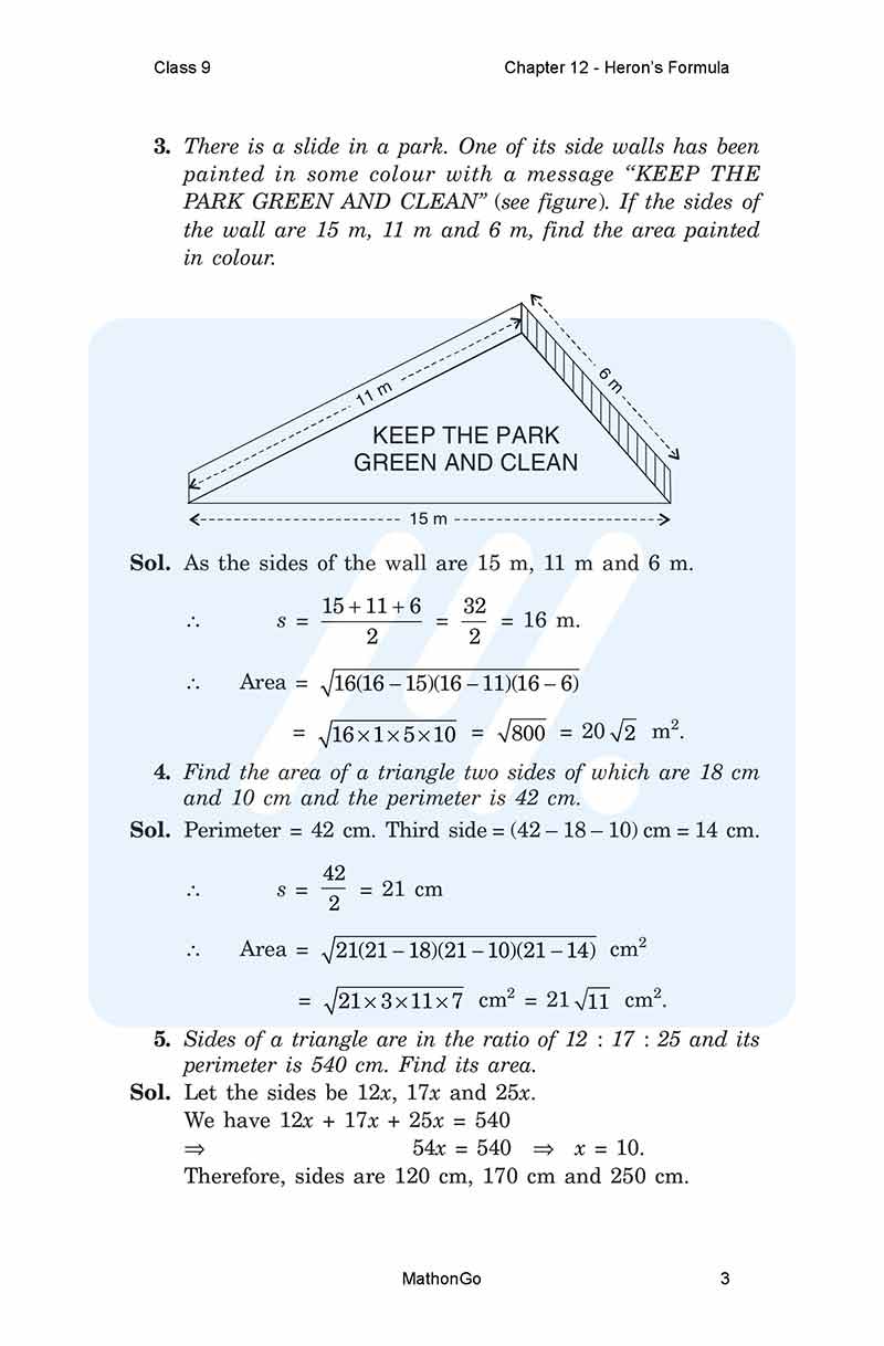 NCERT Solutions for Class 9 Maths Chapter 12 Exercise 12.1 – MathonGo