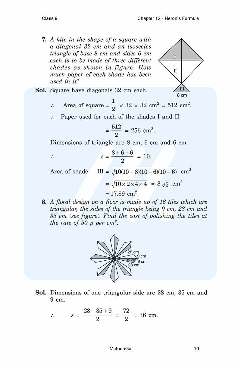 NCERT Solutions for Class 9 Maths Chapter 12 – Heron’s Formula – MathonGo