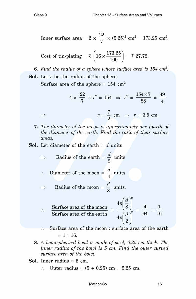 NCERT Solutions for Class 9 Maths Chapter 13 – Surface Areas and ...
