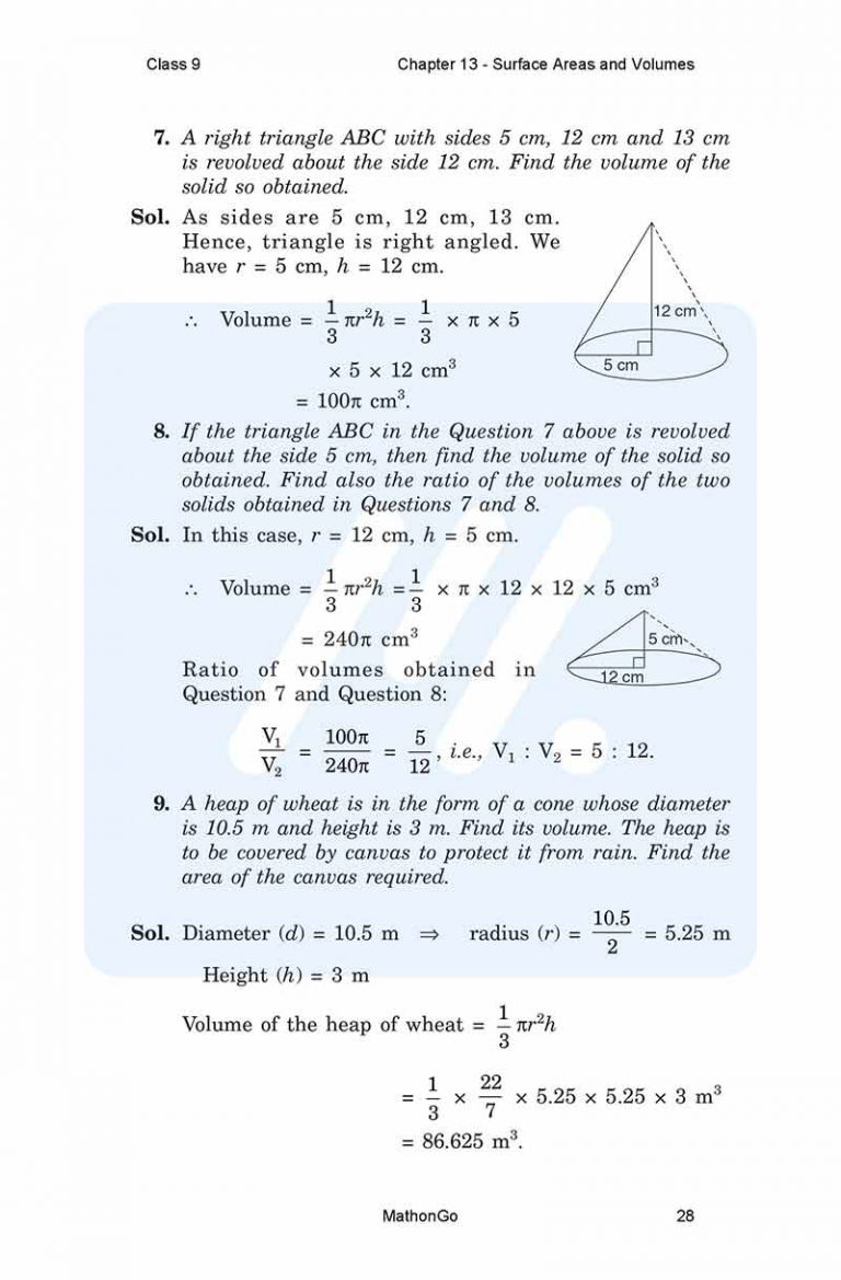 NCERT Solutions for Class 9 Maths Chapter 13 – Surface Areas and ...