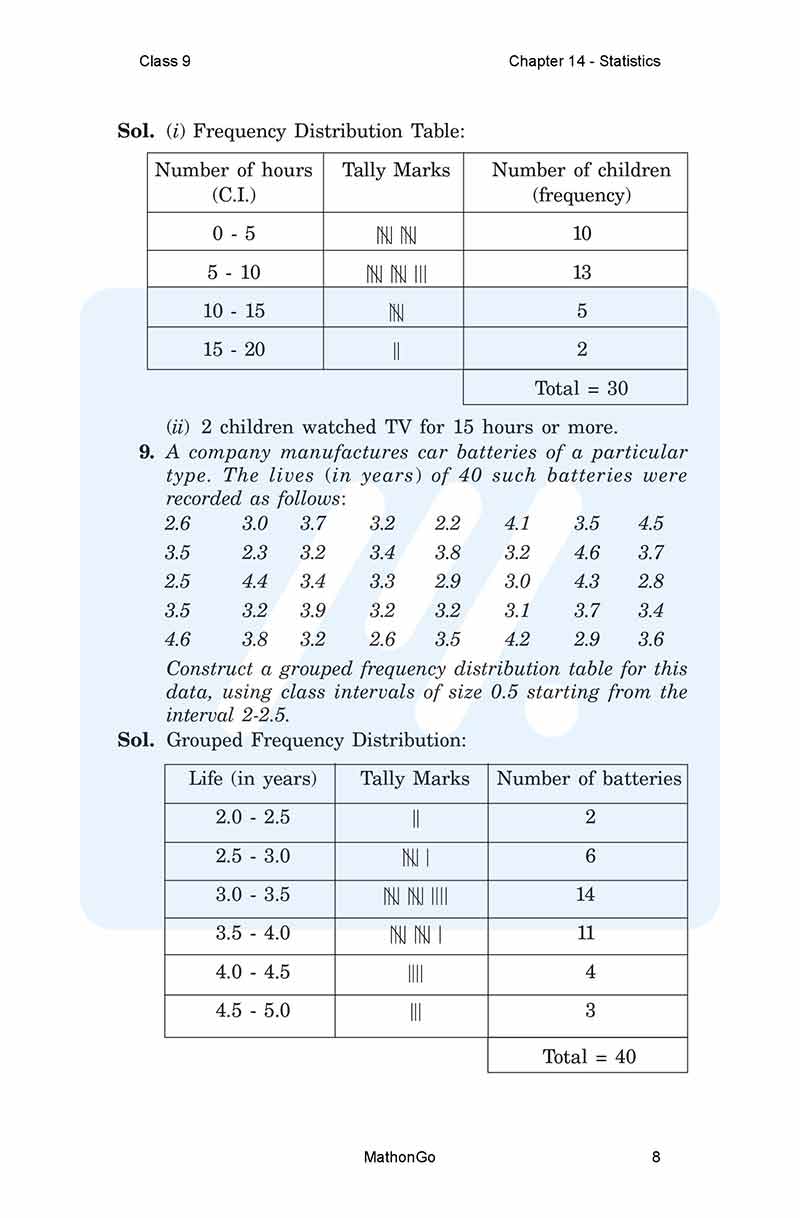 NCERT Solutions for Class 9 Maths Chapter 14 – Statistics – MathonGo