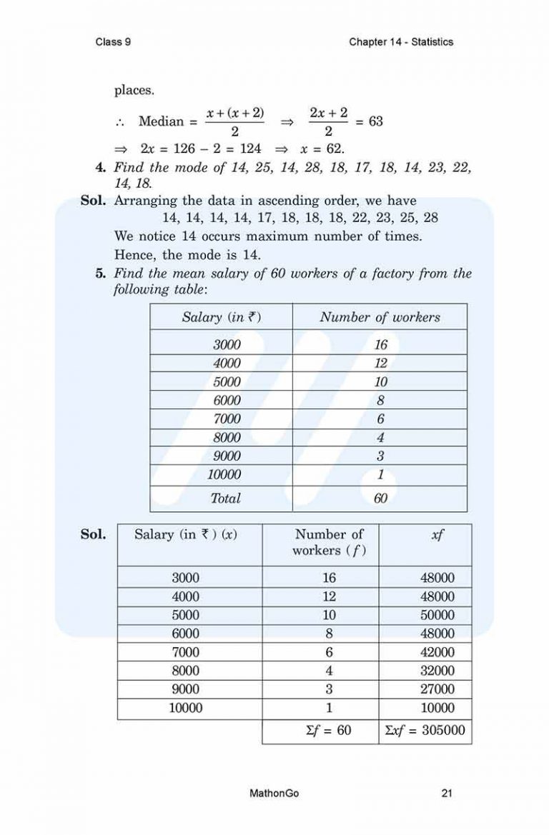 NCERT Solutions for Class 9 Maths Chapter 14 – Statistics – MathonGo