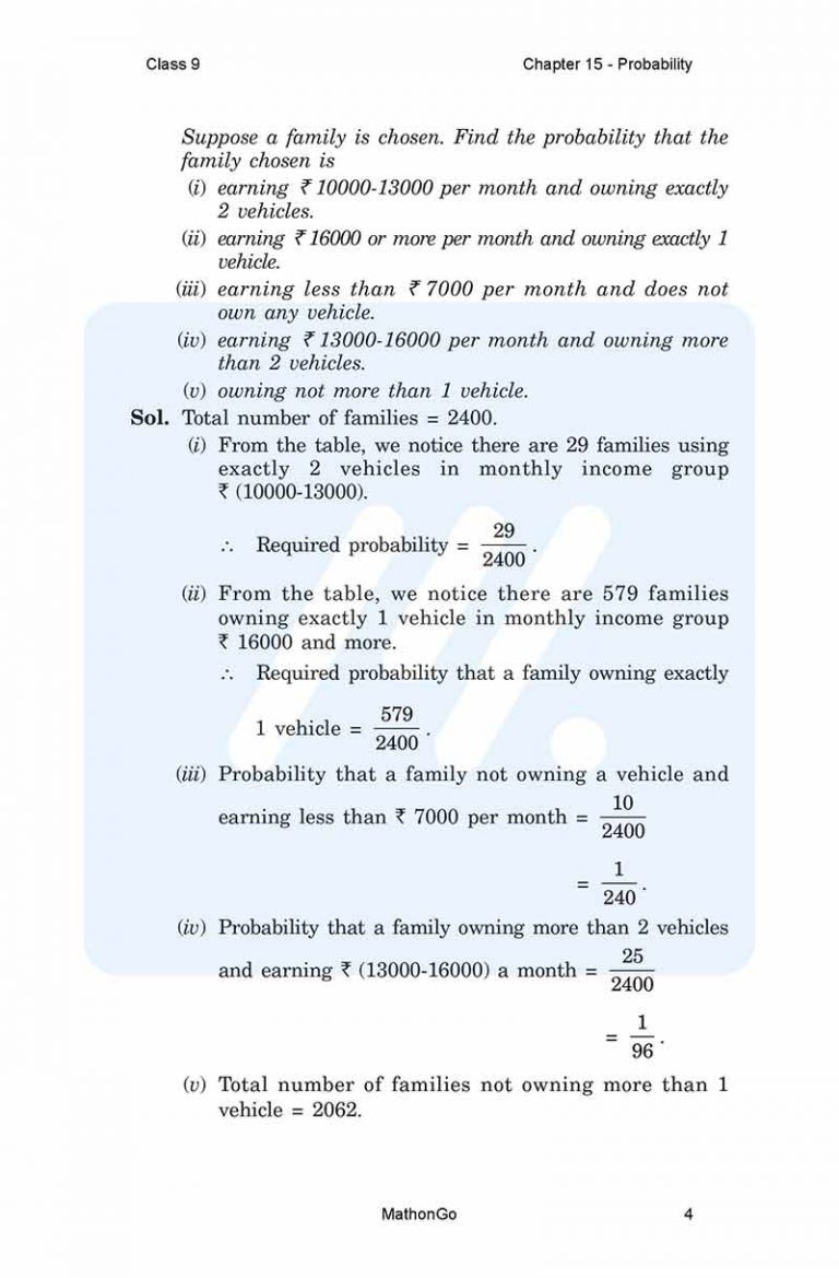 NCERT Solutions for Class 9 Maths Chapter 15 – Probability – MathonGo