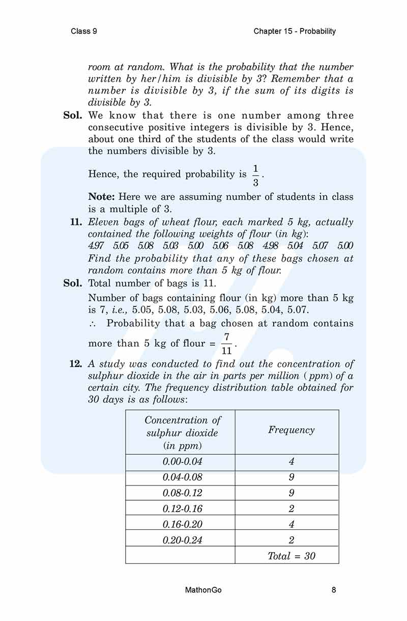 NCERT Solutions for Class 9 Maths Chapter 15 – Probability – MathonGo